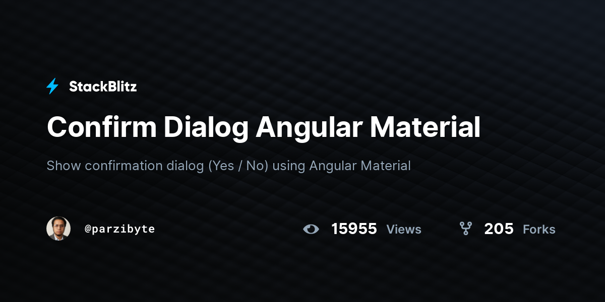 Confirm Dialog Angular Material - StackBlitz