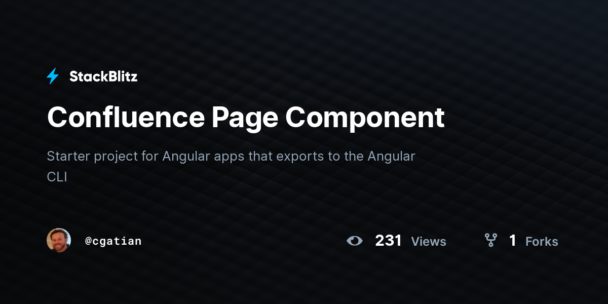 Confluence Page Component - StackBlitz Confluence Page Component - StackBlitz