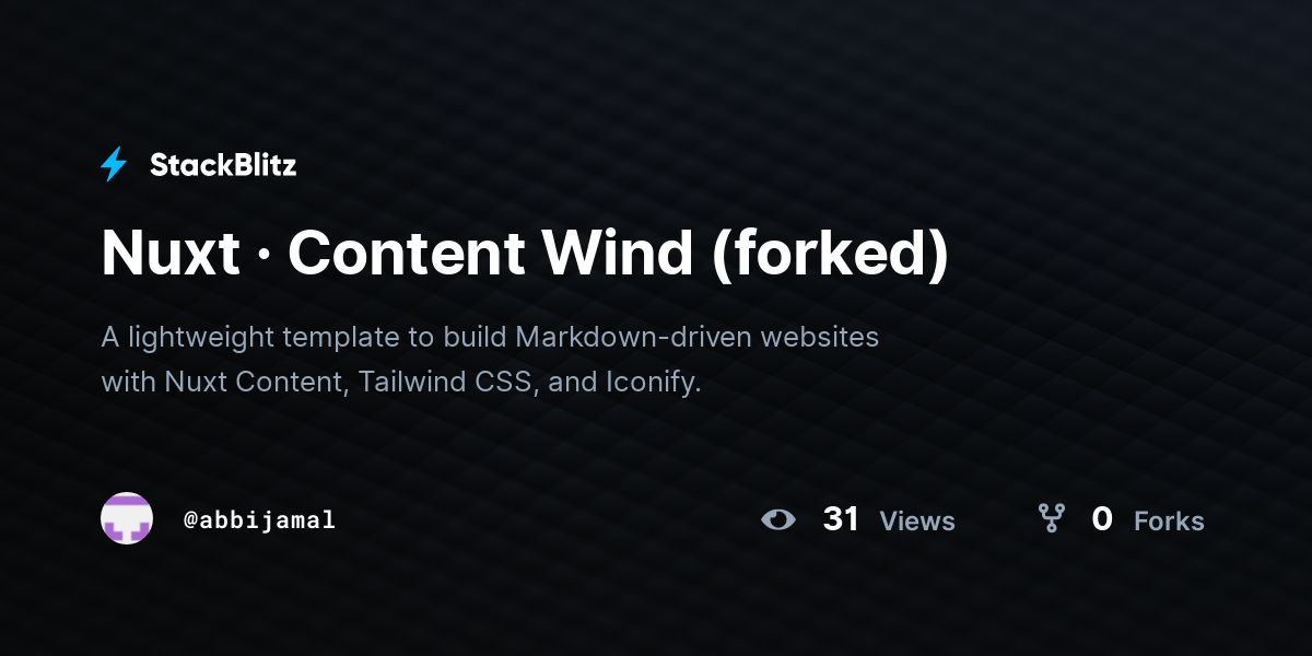 Nuxt · Content Wind (forked) - StackBlitz