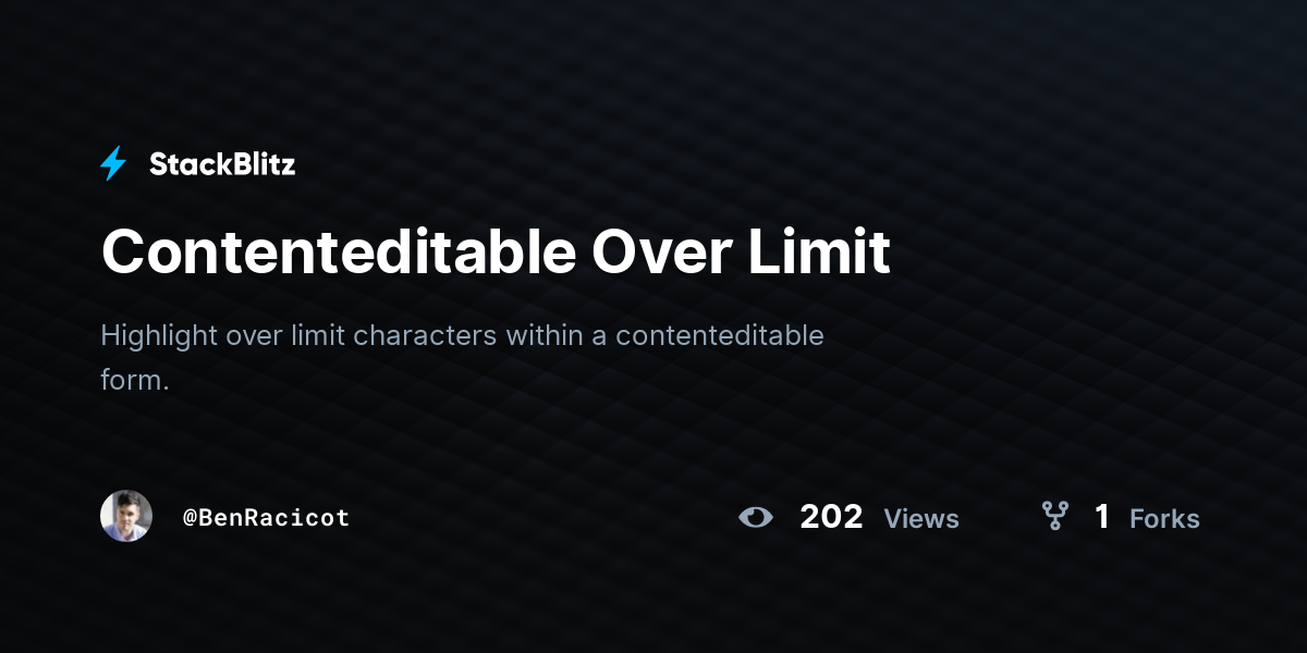 Contenteditable Over Limit - StackBlitz