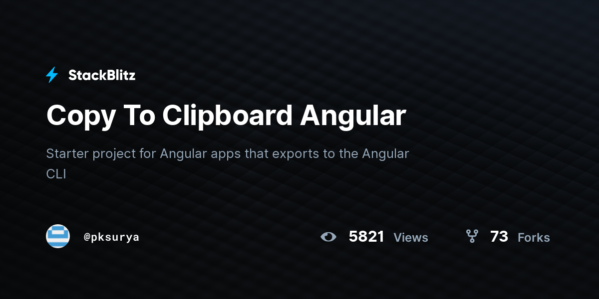 Copy To Clipboard Angular - StackBlitz