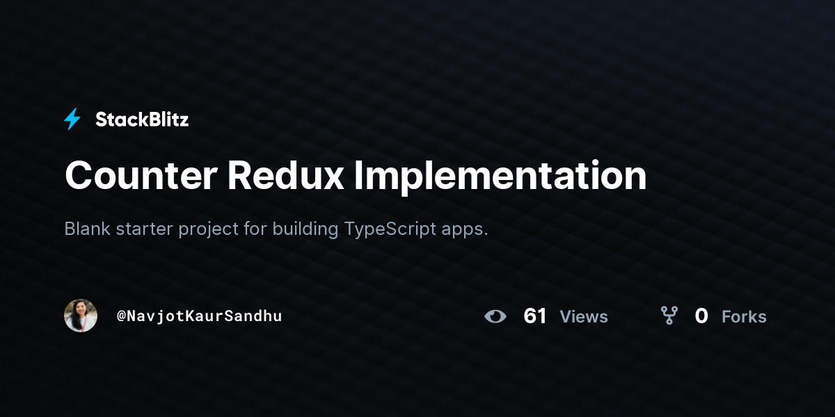 Counter Redux Implementation - StackBlitz