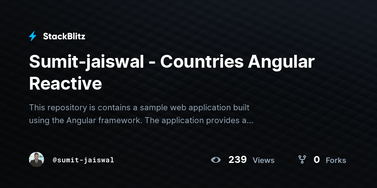 Sumit-jaiswal - Countries Angular Reactive - StackBlitz