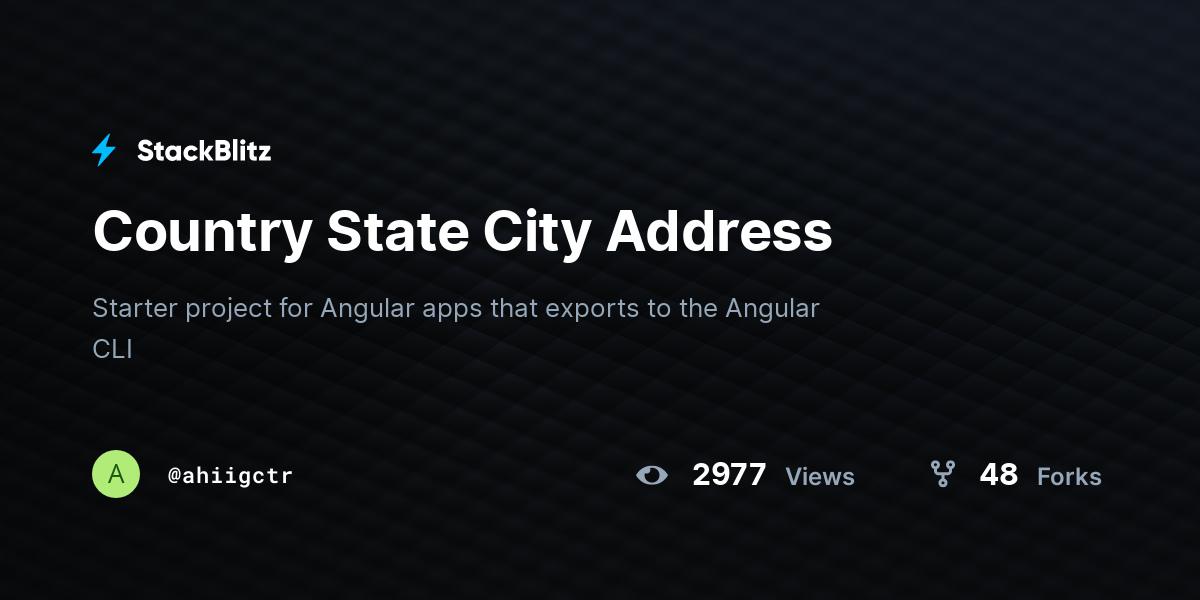 Country State City Address - StackBlitz