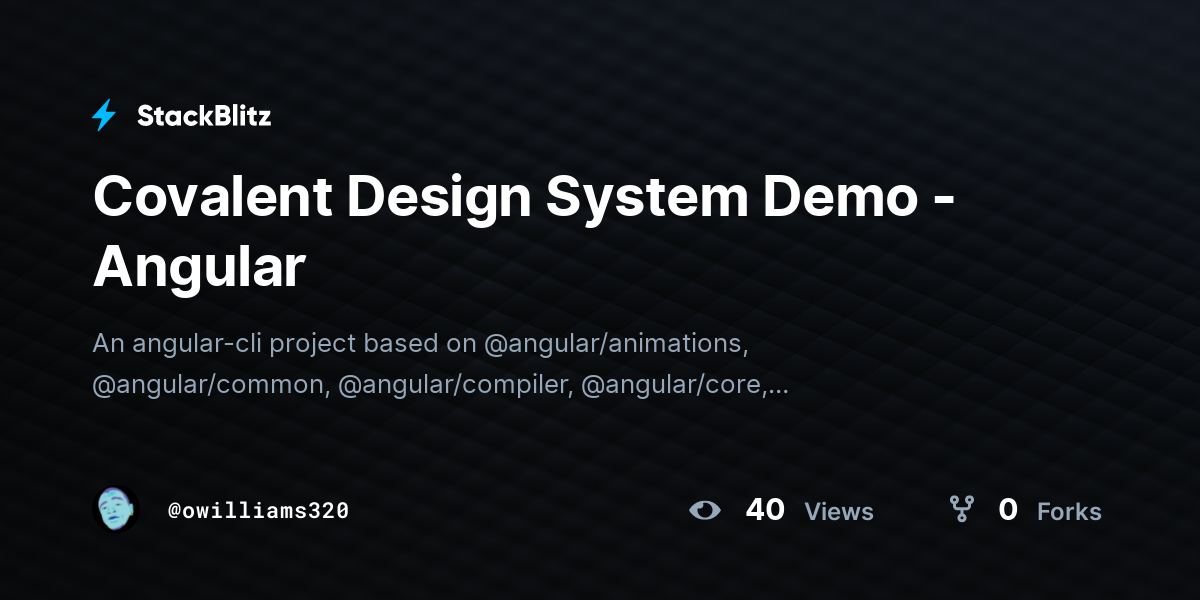 Covalent Design System Demo - Angular - StackBlitz