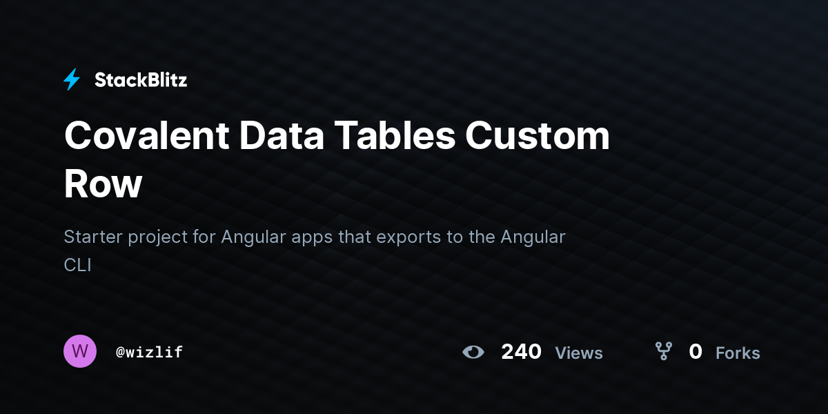 Covalent Data Tables Custom Row - StackBlitz