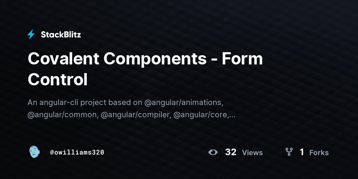 Covalent Components - Form Control - StackBlitz