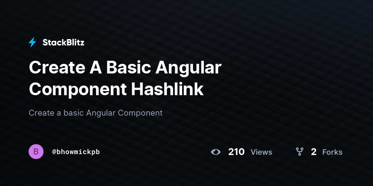 Create A Basic Angular Component Hashlink - StackBlitz