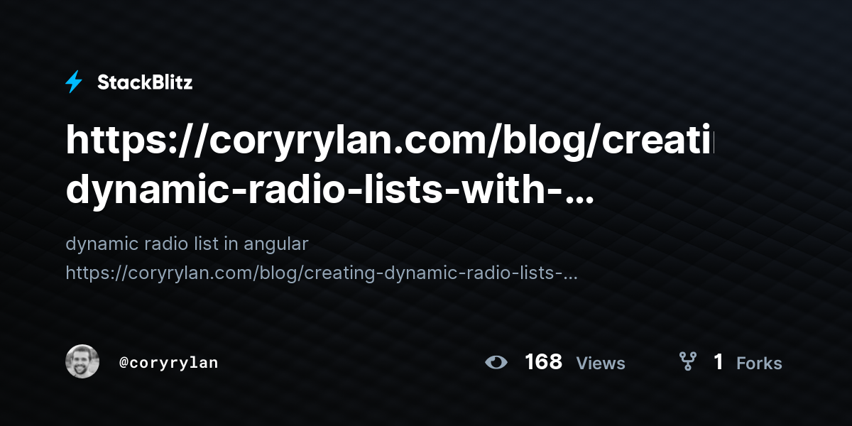 Https Coryrylan Blog Creating Dynamic Radio Lists With Angular