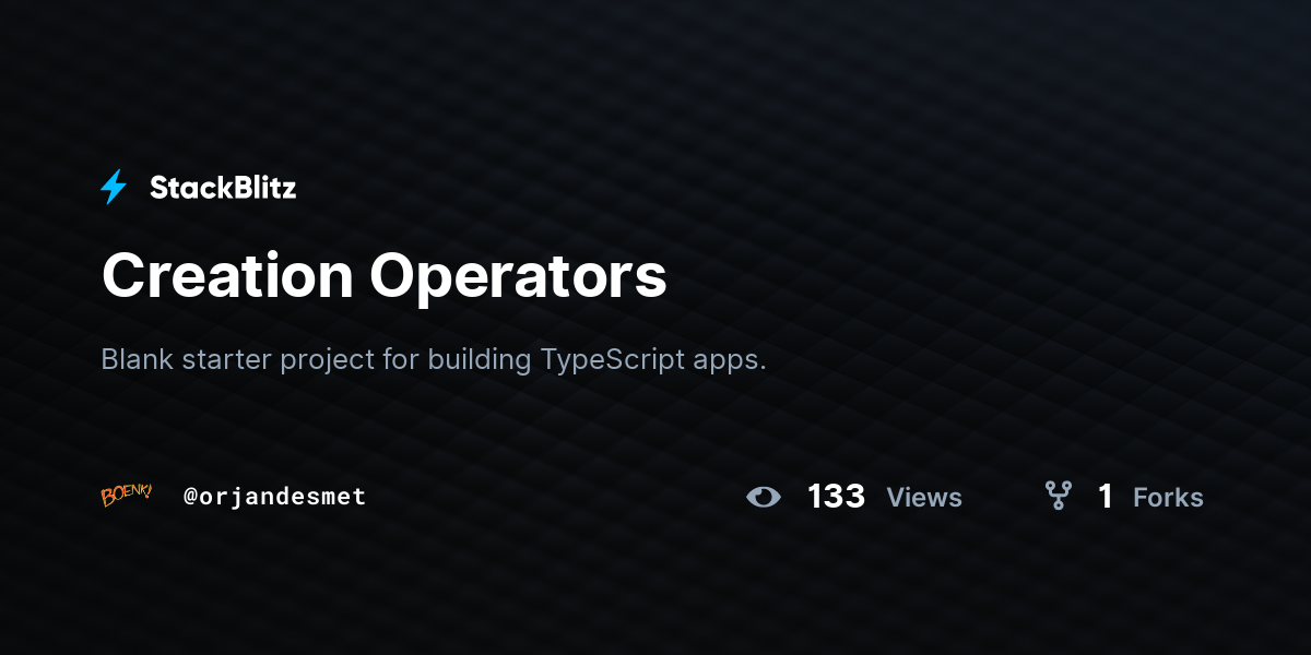 Creation Operators Stackblitz