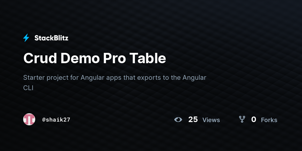 Crud Demo Pro Table - StackBlitz