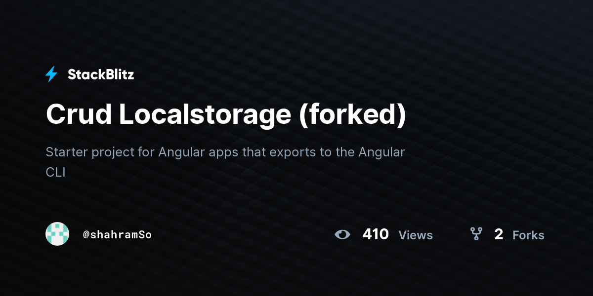 Crud Localstorage Forked Stackblitz