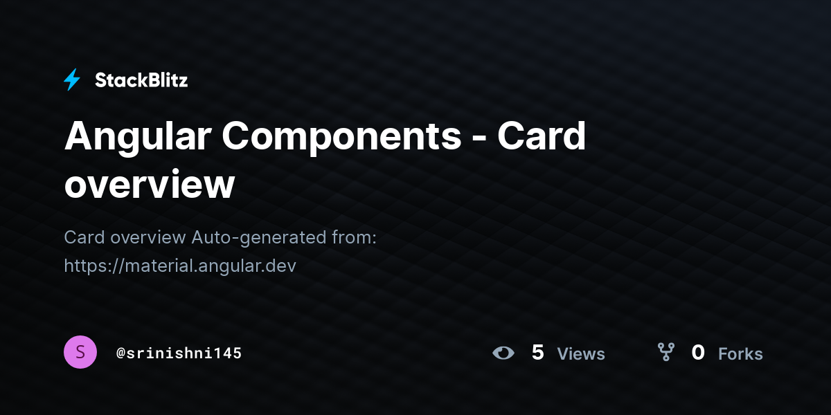 Angular Components - Card overview - StackBlitz