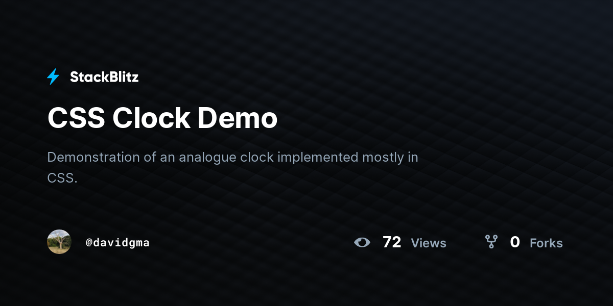 CSS Clock Demo - StackBlitz
