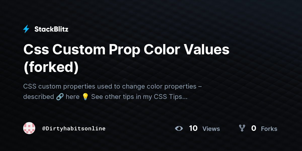 Css Custom Prop Color Values (forked) - StackBlitz