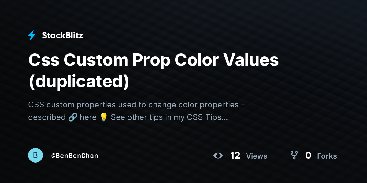 Css Custom Prop Color Values (duplicated) - StackBlitz