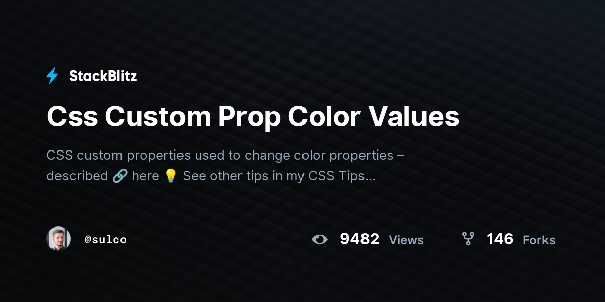 Css Custom Prop Color Values - StackBlitz