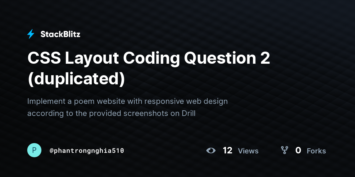 CSS Layout Coding Question 2 (duplicated) - StackBlitz