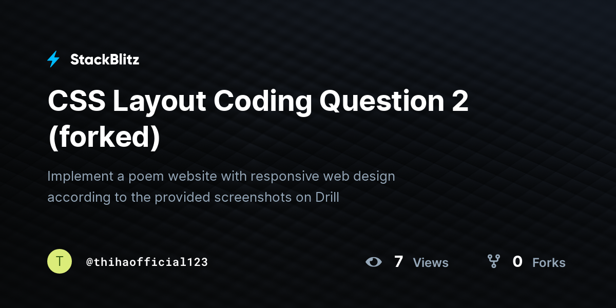 CSS Layout Coding Question 2 (forked) - StackBlitz