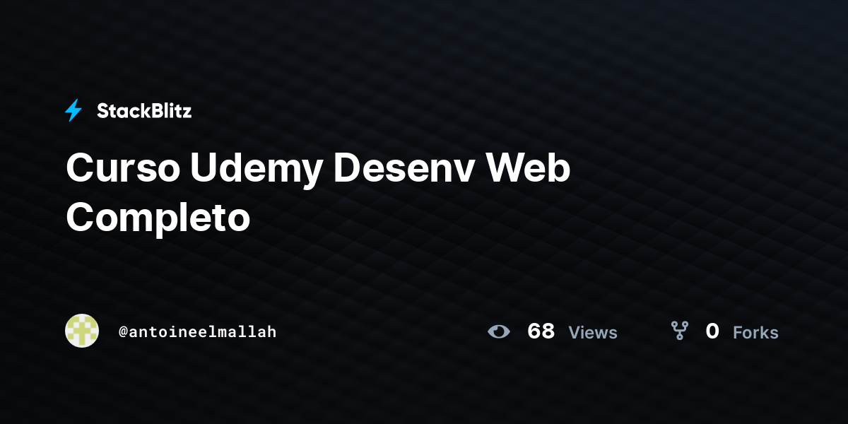 Curso Udemy Desenv Web Completo - StackBlitz Curso Udemy Desenv Web Completo - StackBlitz