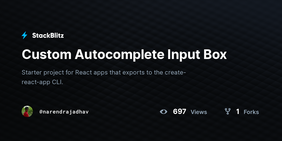 Custom Autocomplete Input Box - StackBlitz