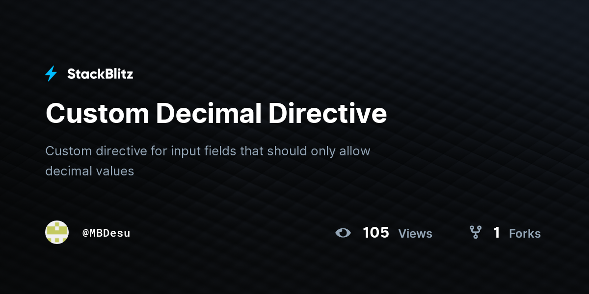 Custom Decimal Directive - StackBlitz