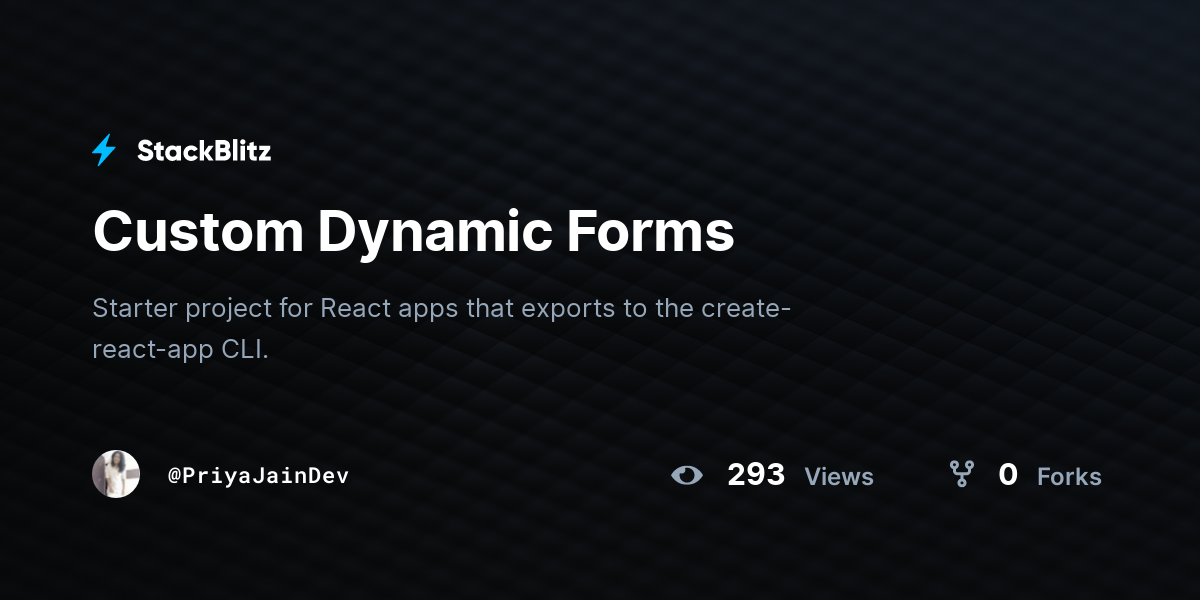 Custom Dynamic Forms - StackBlitz