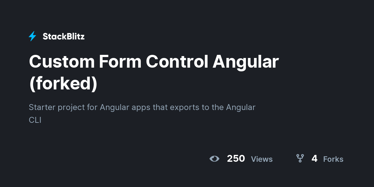 Custom Form Control Angular (forked) - StackBlitz