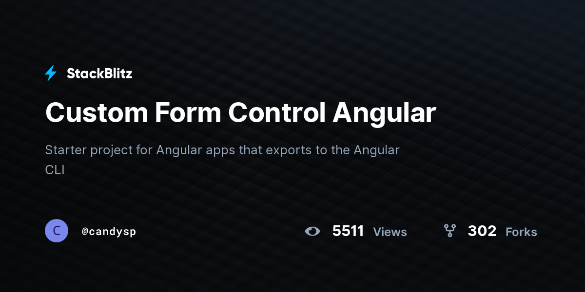 Custom Form Control Angular StackBlitz