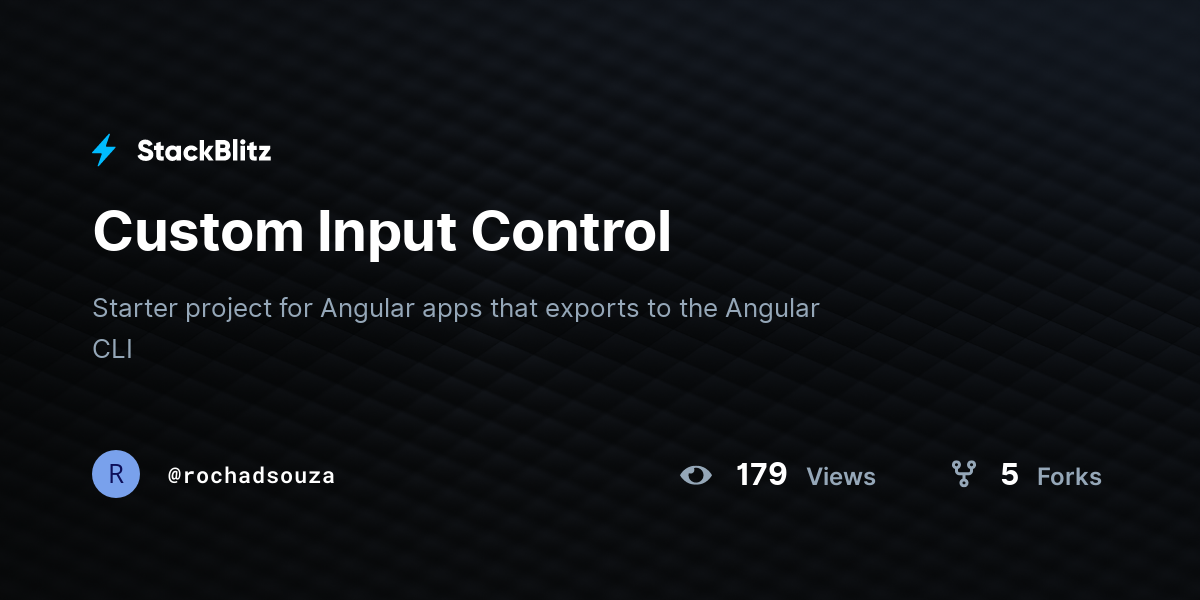 Custom Input Control - StackBlitz Custom Input Control - StackBlitz