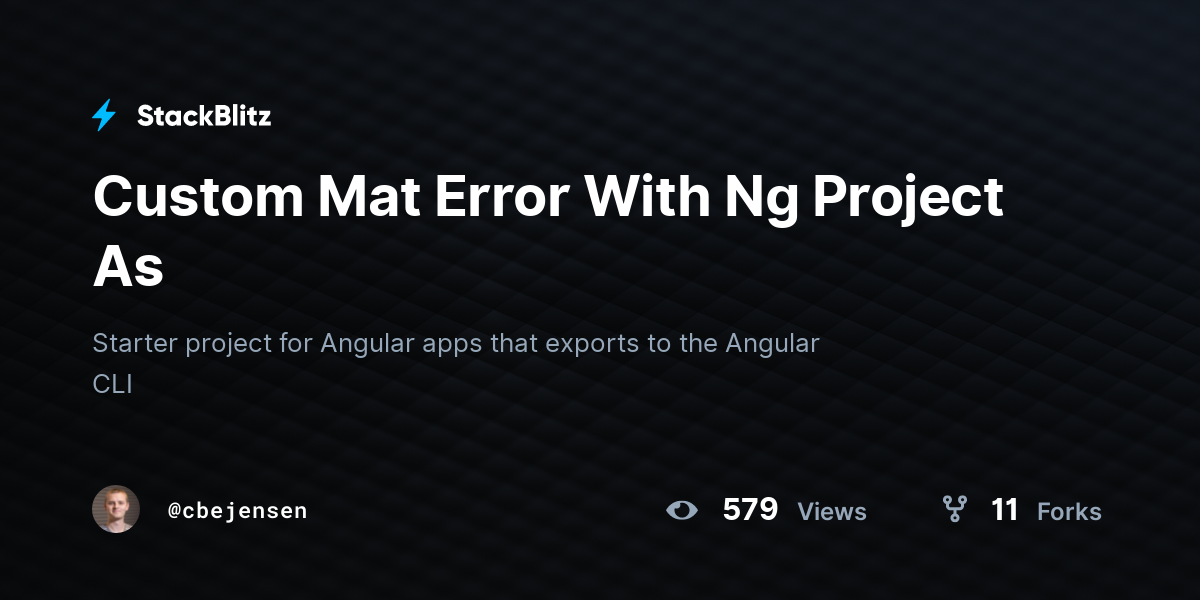 Custom Mat Error With Ng Project As - StackBlitz