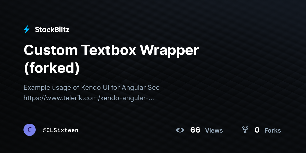 Custom Textbox Wrapper (forked) - StackBlitz Custom Textbox Wrapper (forked) - StackBlitz