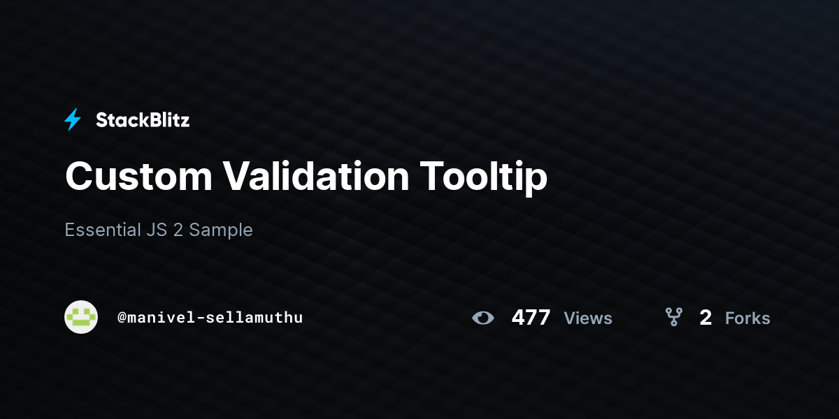 Custom Validation Tooltip - StackBlitz