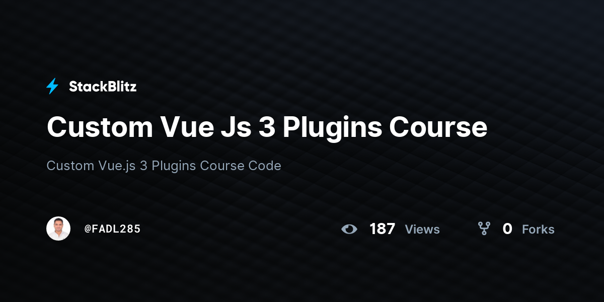 Custom Vue Js 3 Plugins Course - StackBlitz