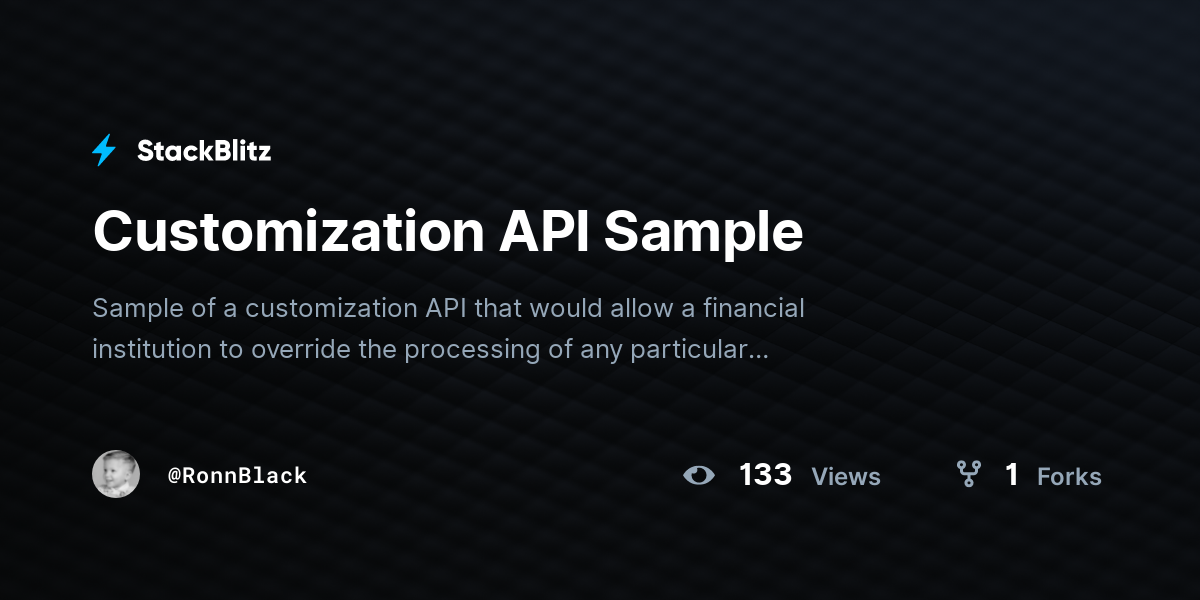 Customization API Sample - StackBlitz