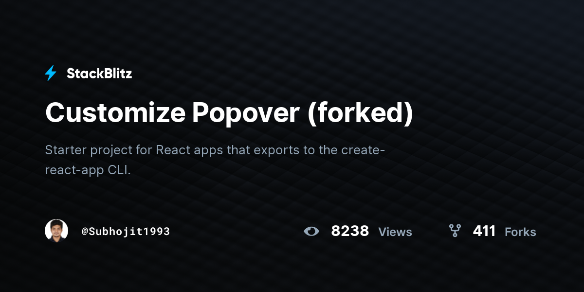 Customize Popover (forked) - StackBlitz