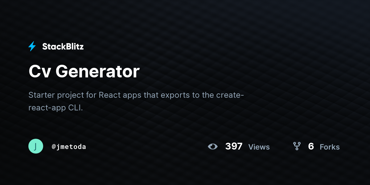 Cv Generator - StackBlitz