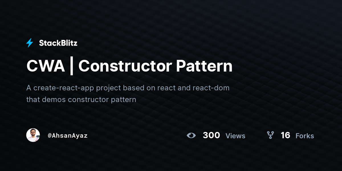 CWA | Constructor Pattern - StackBlitz
