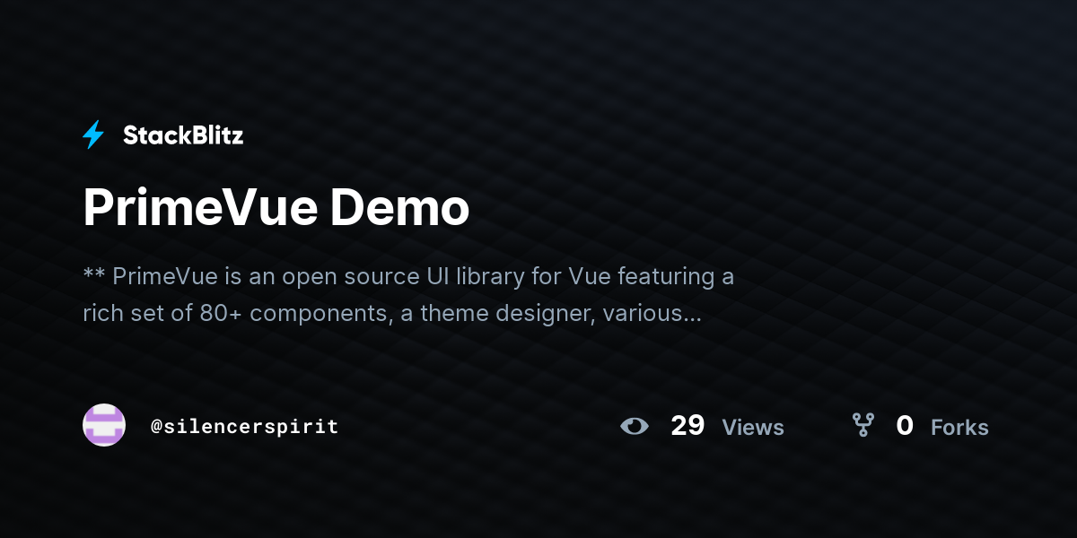 PrimeVue Demo - StackBlitz