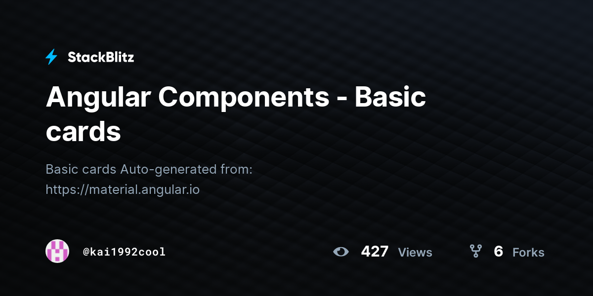 Angular Components - Basic cards - StackBlitz