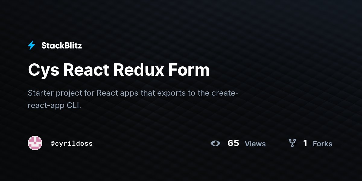 Cys React Redux Form - StackBlitz