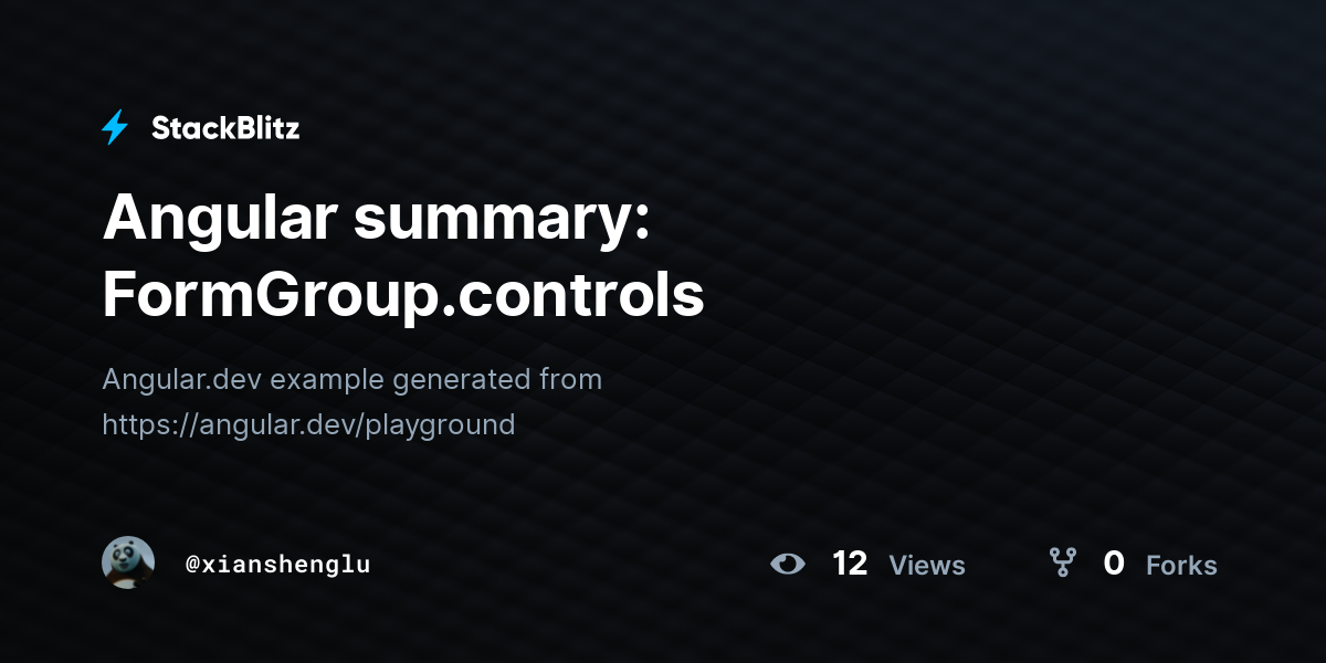 Angular summary: FormGroup.controls - StackBlitz