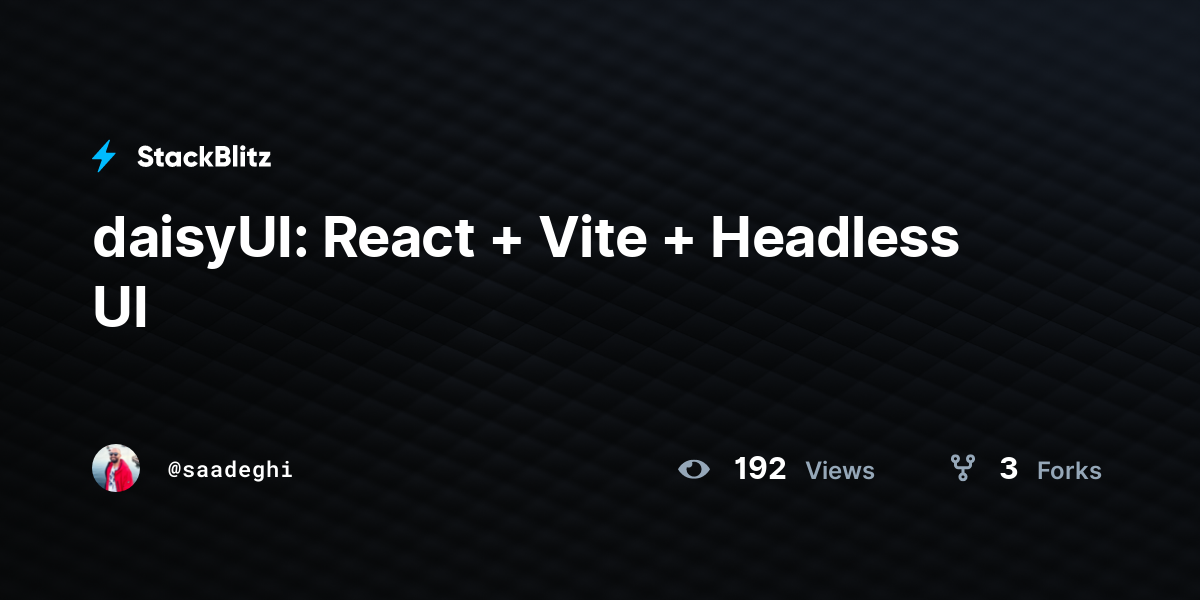 Daisyui React Vite Headless Ui Stackblitz