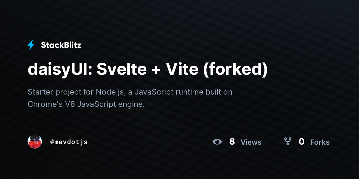 daisyUI: Svelte + Vite (forked) - StackBlitz