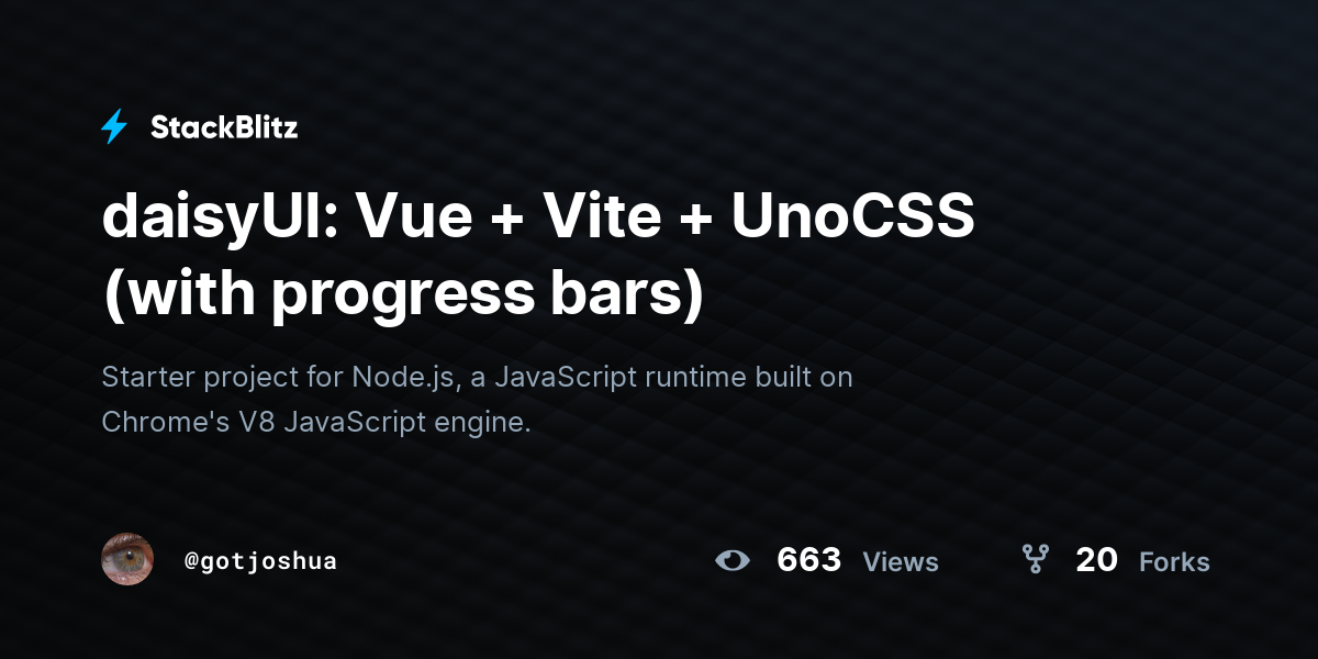 daisyUI: Vue + Vite + UnoCSS (with progress bars) - StackBlitz