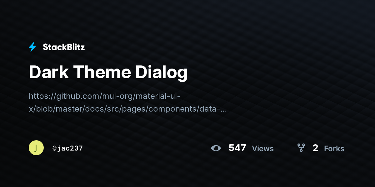 Dark Theme Dialog - StackBlitz