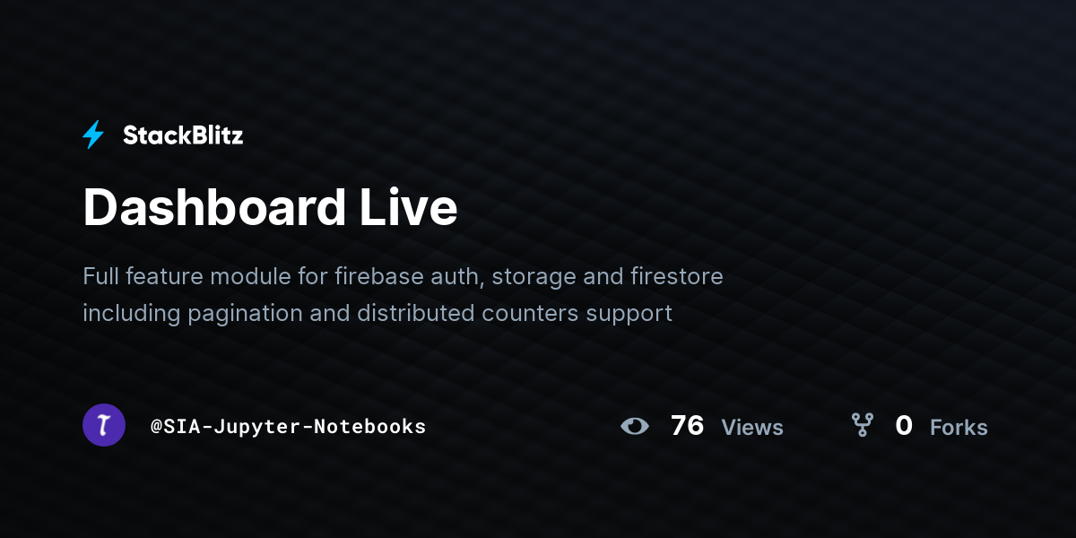 Dashboard Live Stackblitz