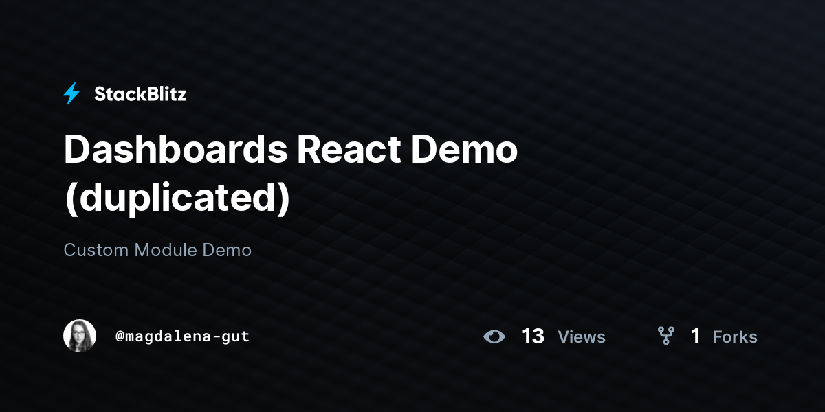 Dashboards React Demo (duplicated) - StackBlitz