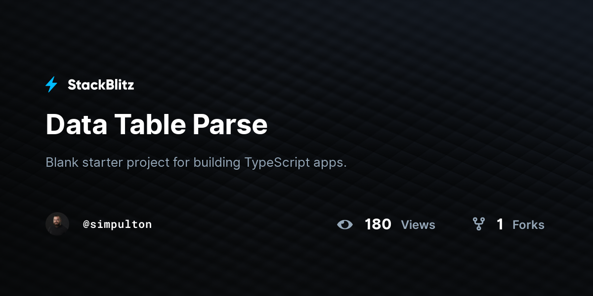 Data Table Parse - StackBlitz Data Table Parse - StackBlitz