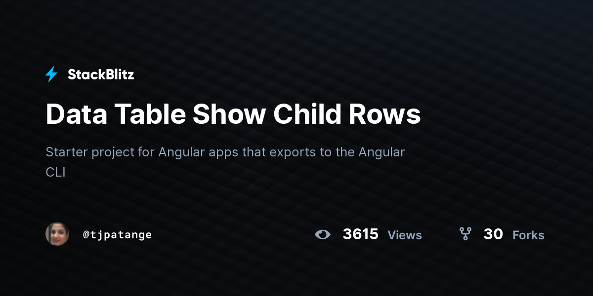 Data Table Show Child Rows - StackBlitz